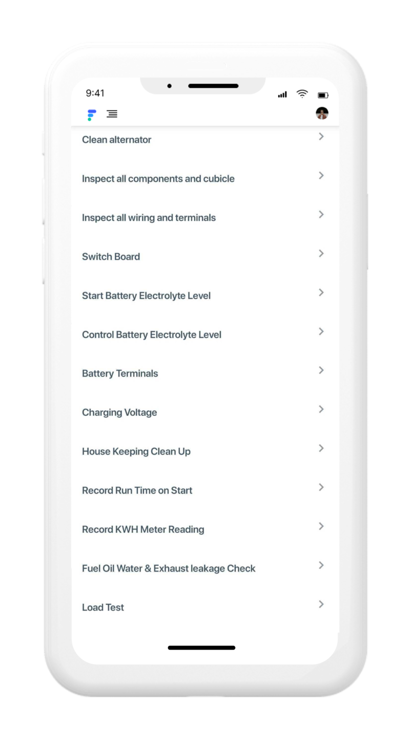 Generator inspection checklist - Fielda